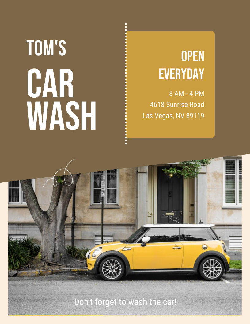 Cream And Yellow Wash Car