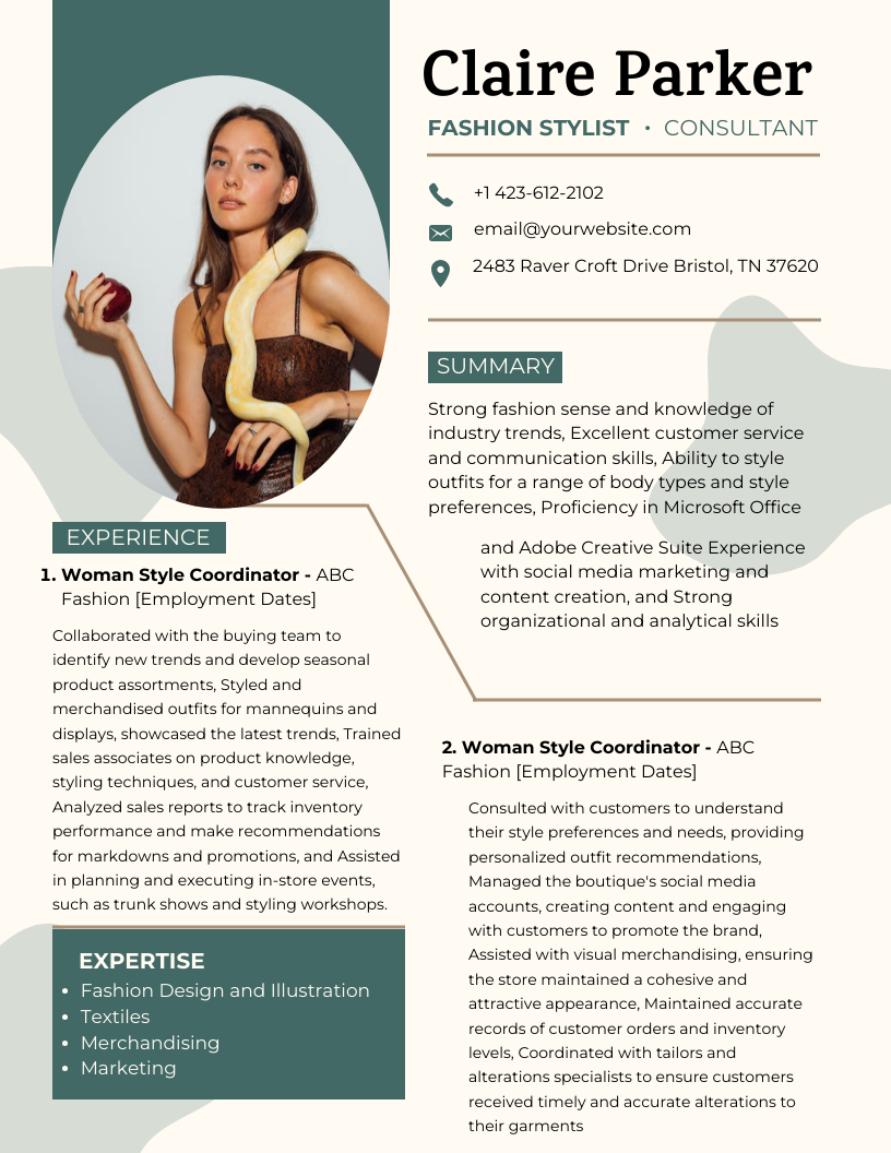 Green Blob Job Resume Template