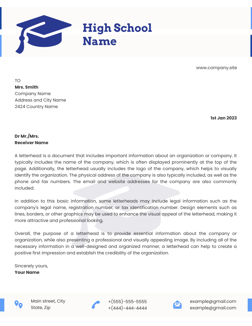 White Minimalist School Letterhead Template