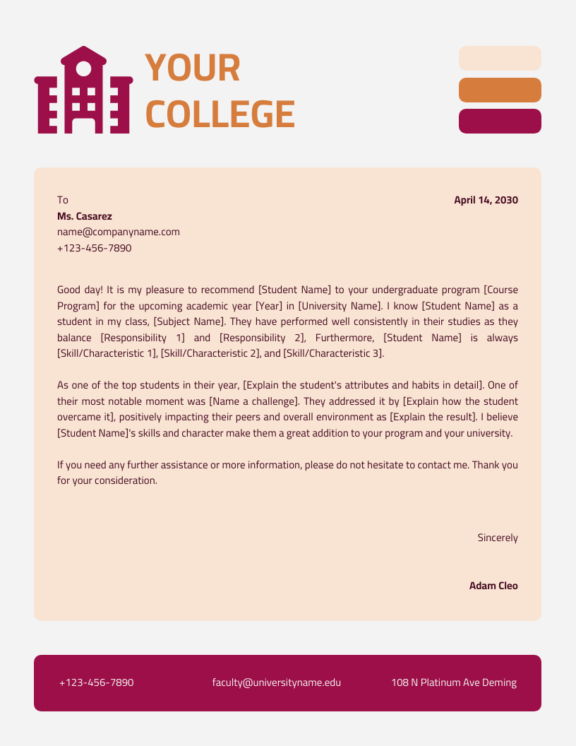 Light Grey Modern Professional College Letterhead