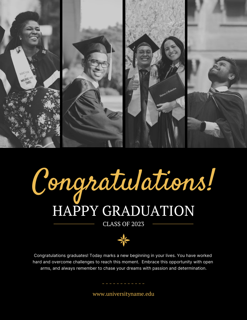 Black And Yellow Graduation Poster