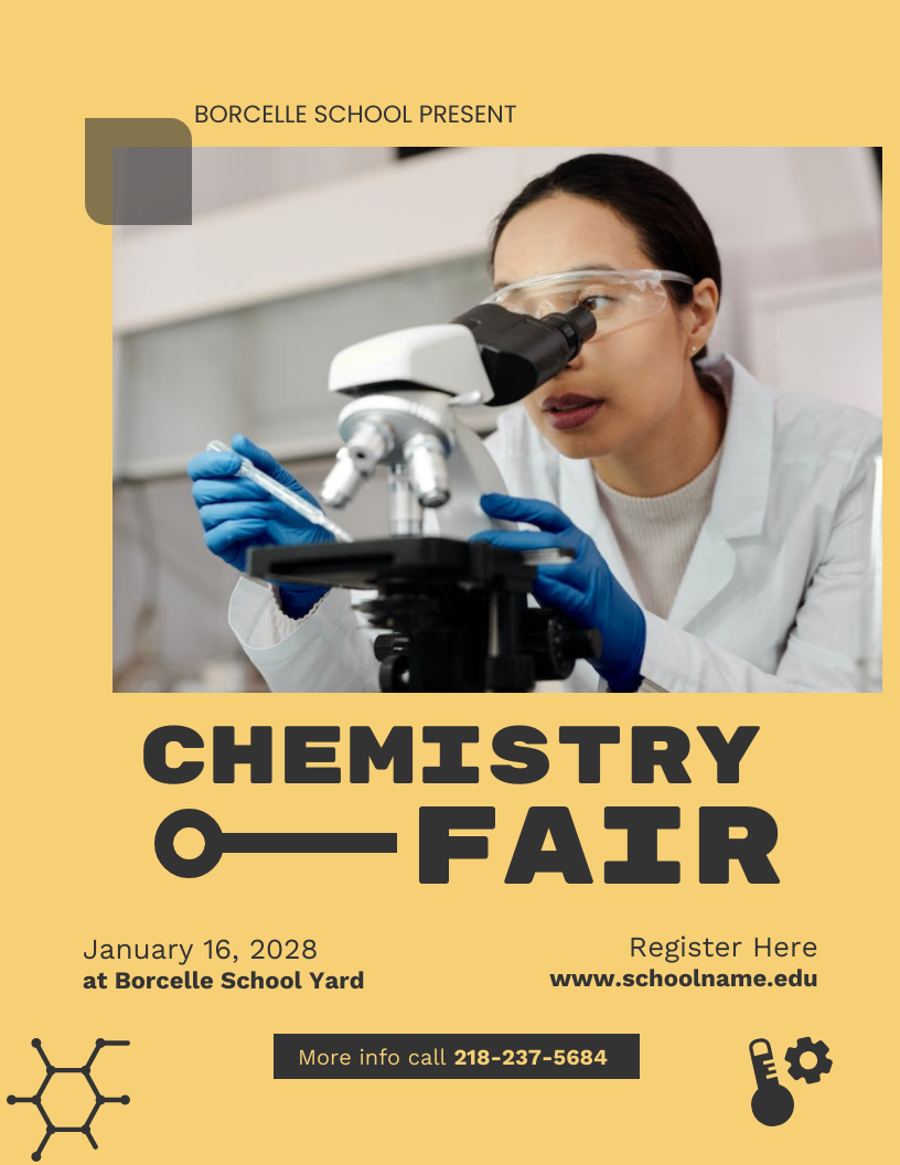 Black and Yellow Chemistry Fair Poster Template