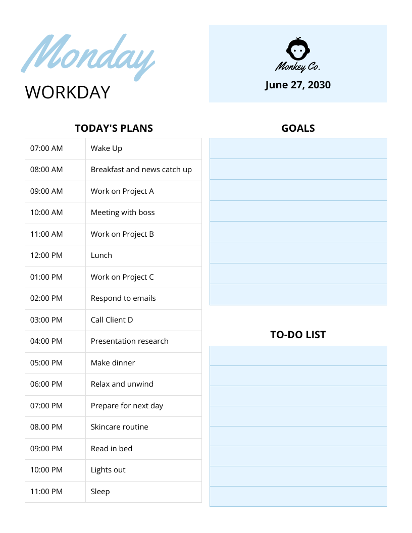 Mod le De Planificateur Horaire Venngage