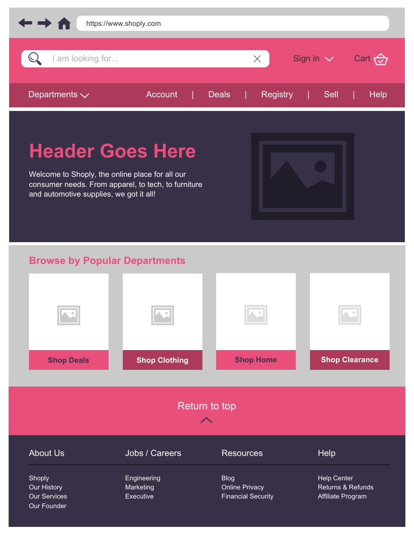Feminine Retail Website Wireframe Template