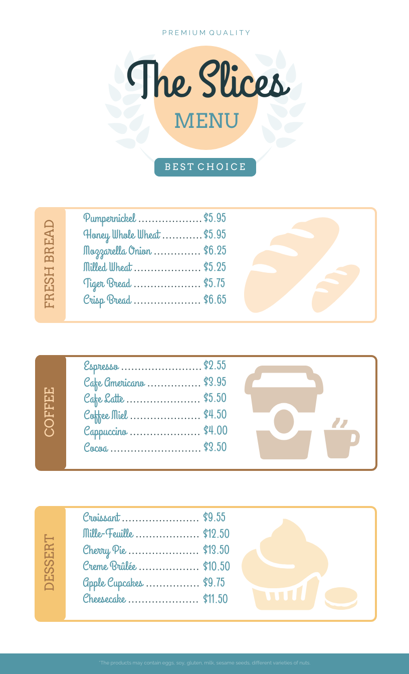 Simple Bakery Menu Template