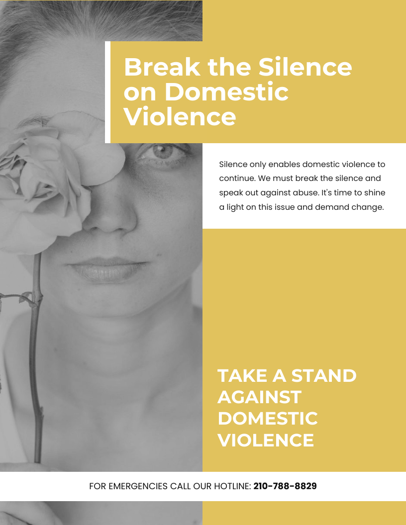 Yellow Grayscale Silence Domestic Violence