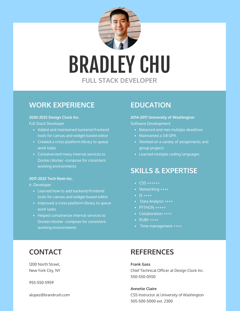 Blue Corporate Resume Template