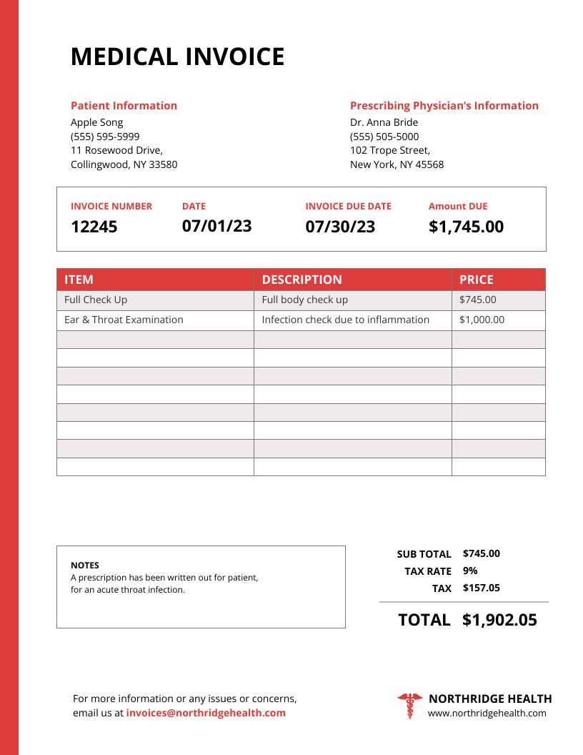 Patient Invoice