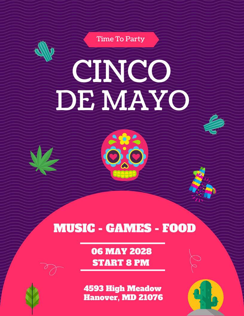 Poster Music Festival Cinco De Mayo Pink Template