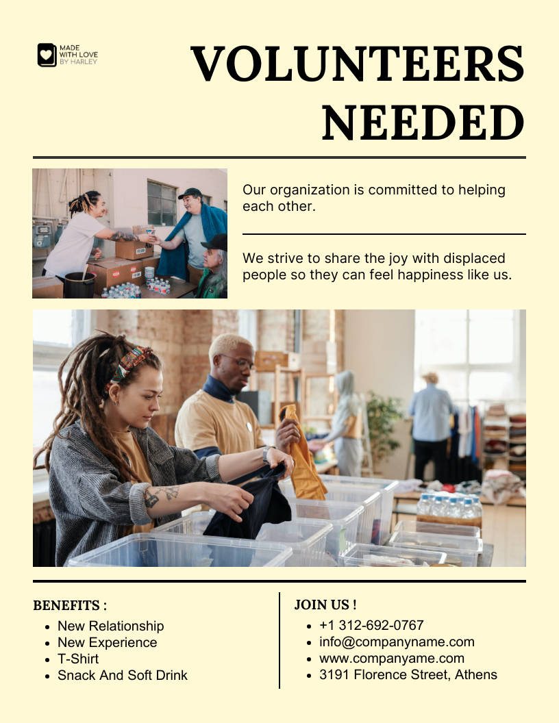 Beige Simple Minimalist Line Volunteer Flyer