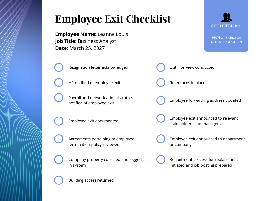 Employee Exit Checklist Template Venngage