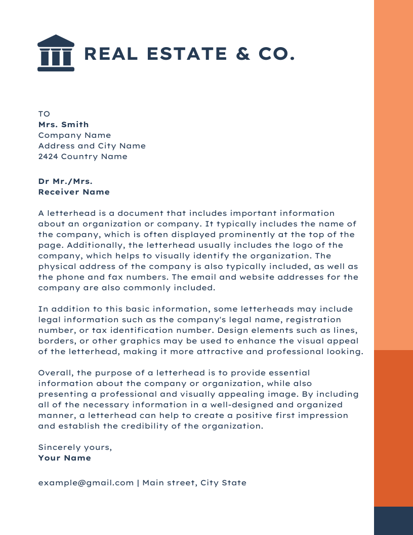 White Elegant Real Estate Letterhead Template