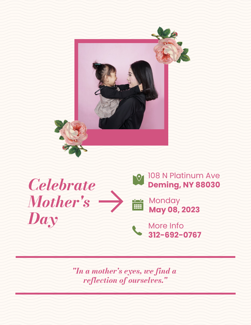 Simple Cream & Pink Mother's Day Flyer