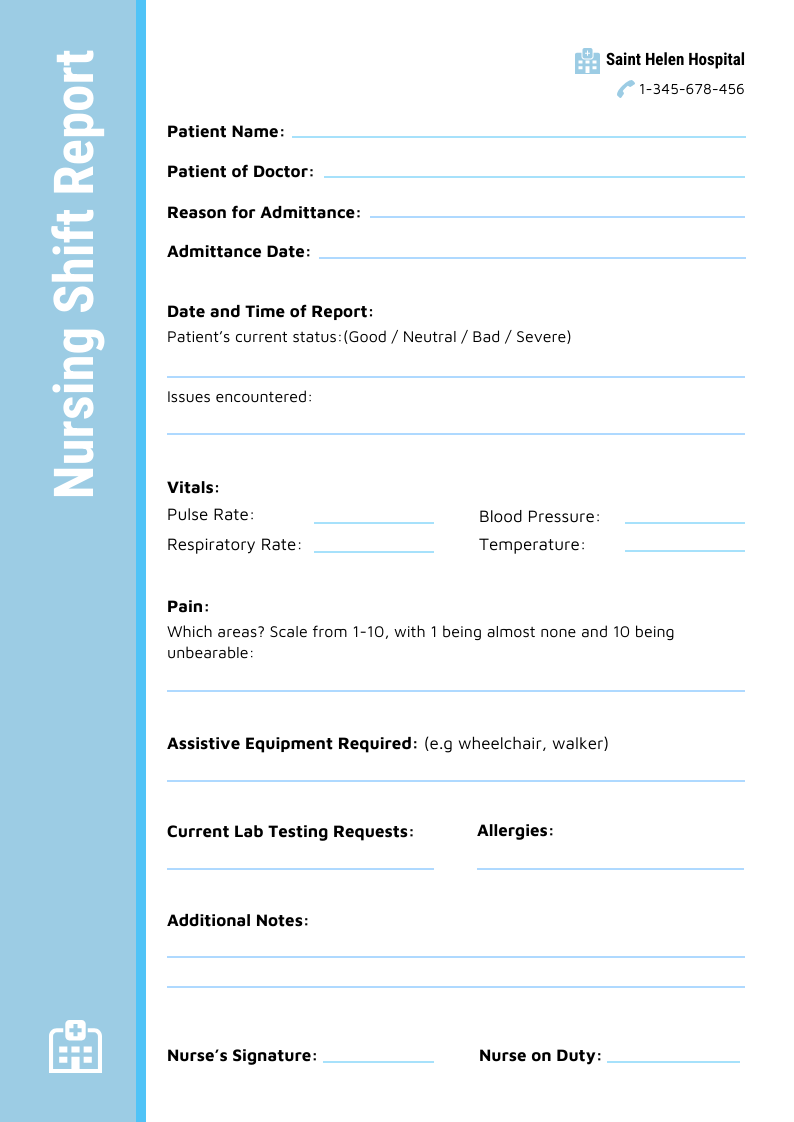 Nursing Shift Report Template Venngage