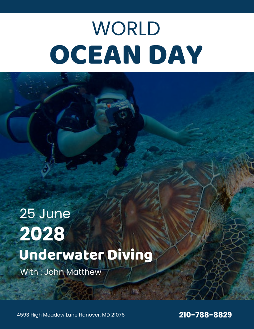 Blue Modern World Ocean Day Template