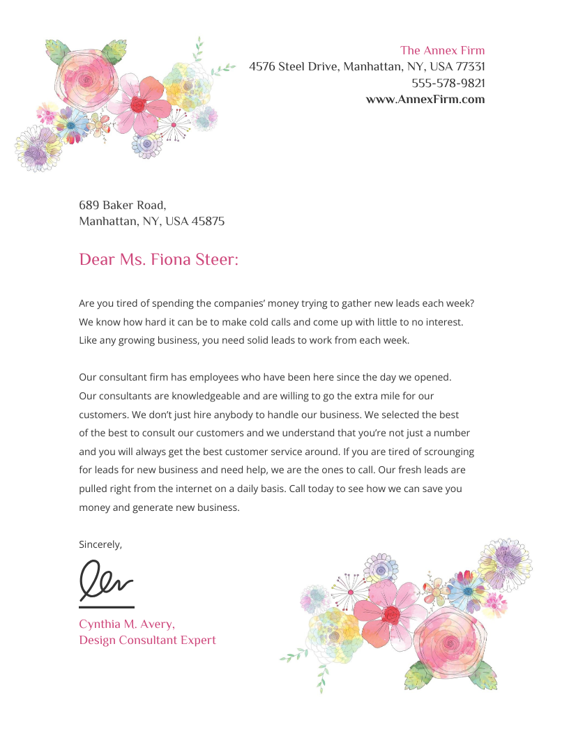 Floral Art Letterhead Venngage