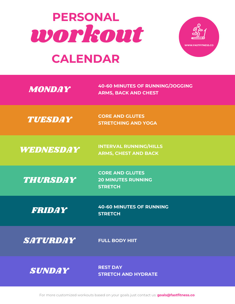 Colorful Weekly Workout Schedule Template Venngage