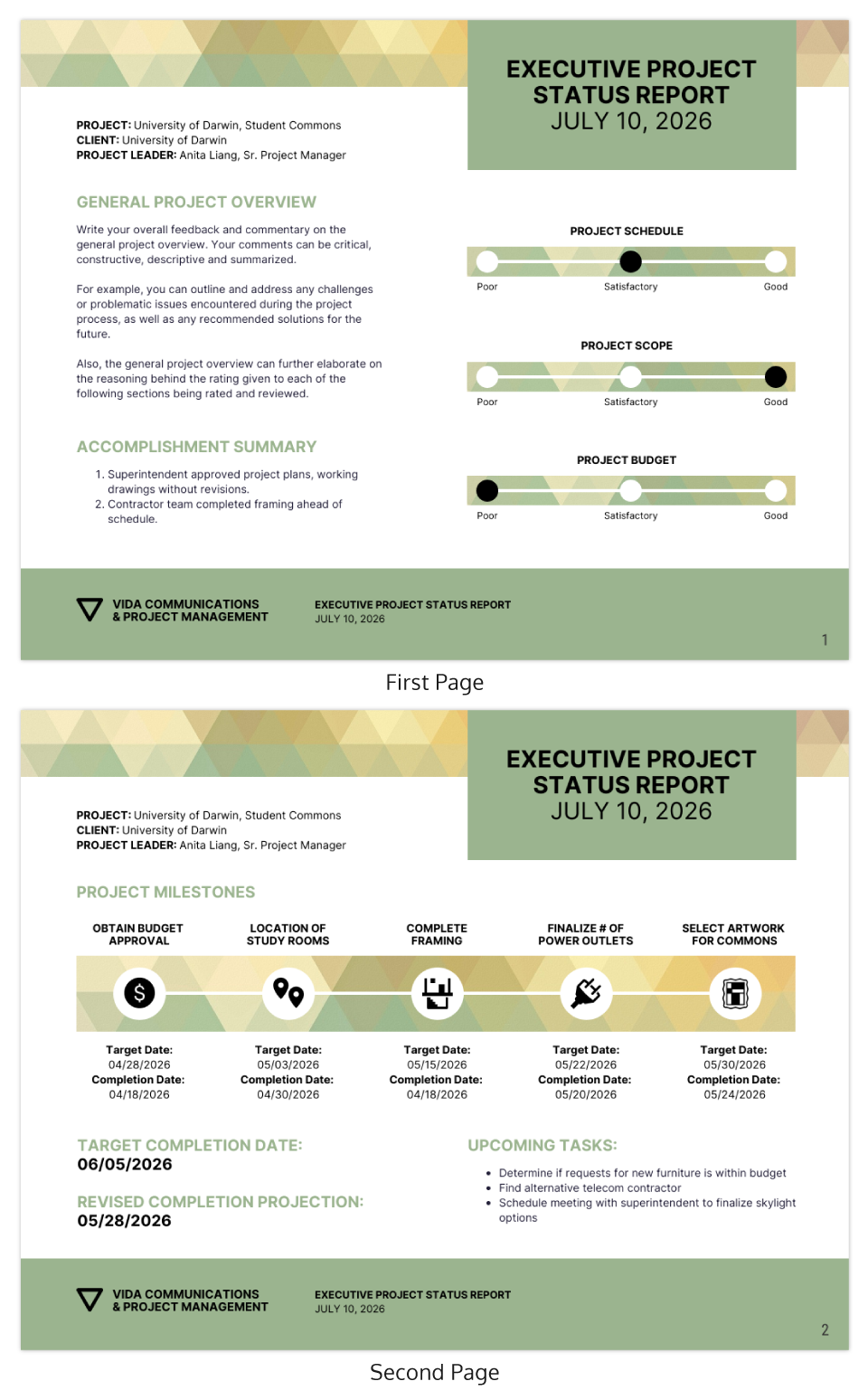 Executive Project Status Report Template Venngage
