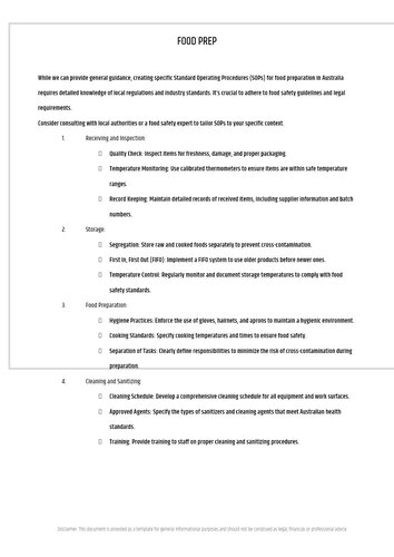 Standard Operating Procedure - Food Prep.docx