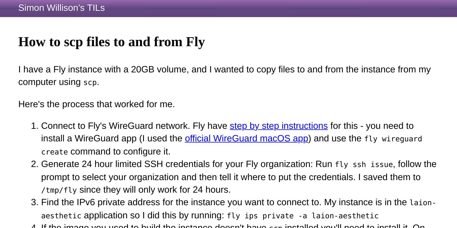 How to scp files to and from Fly | Simon Willison’s TILs