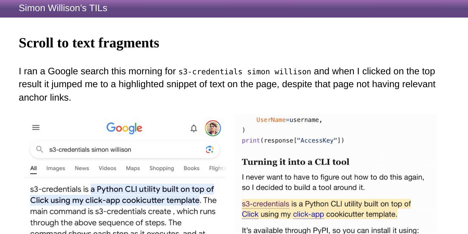 Scroll to text fragments | Simon Willison’s TILs