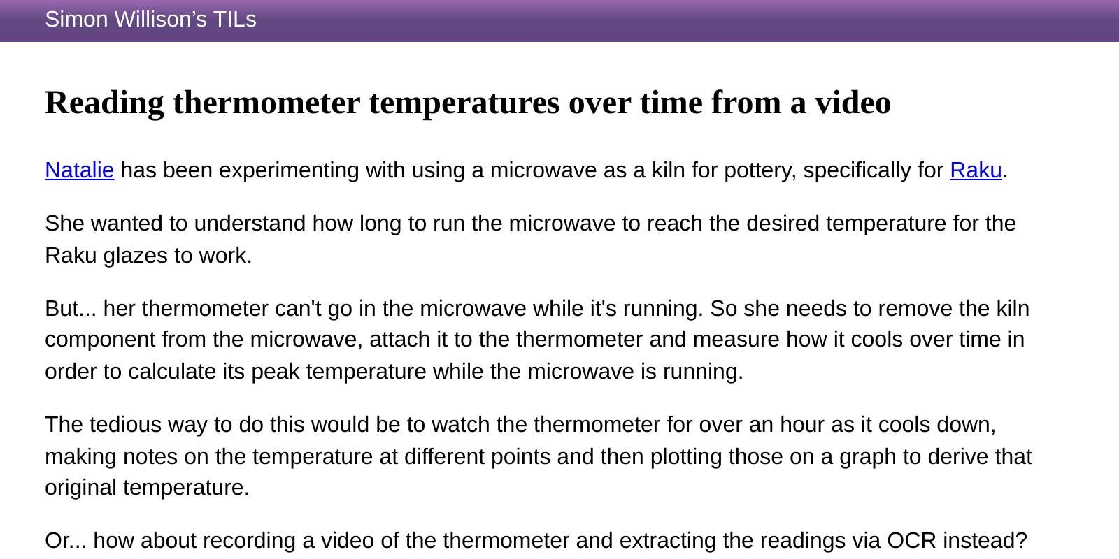 Reading thermometer temperatures over time from a video | Simon ...