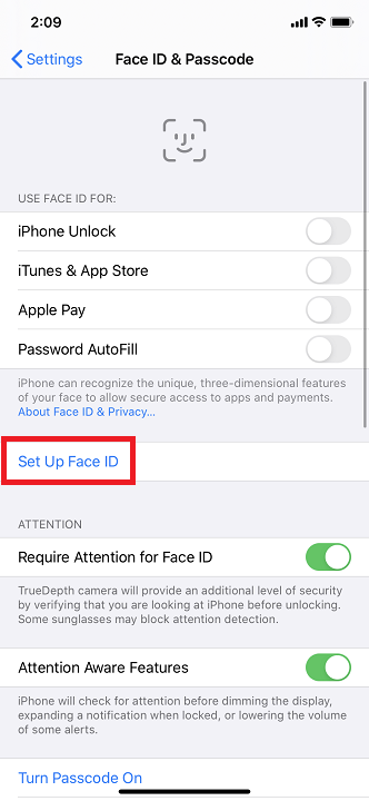 I need to set up Face ID and Passcode. | Apple iPhone 11 - DOCOMO PACIFIC