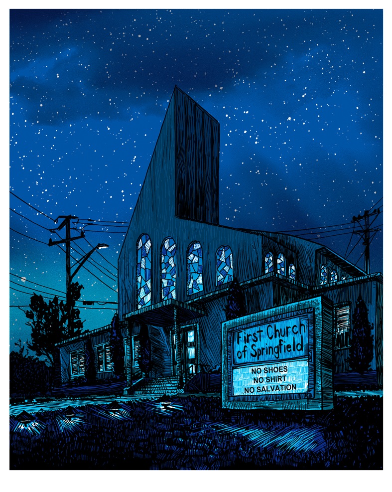 Save me jebus (simpsons) Screenprint by Tim Doyle | Trampt Library