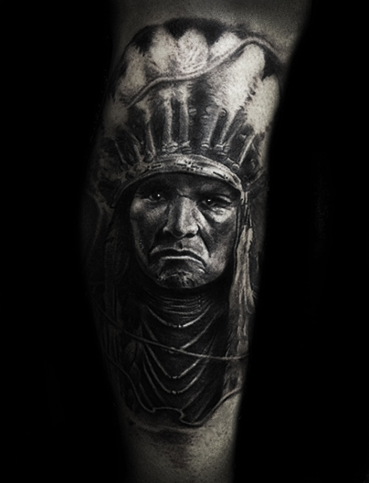 American Indian Leg Tattoos