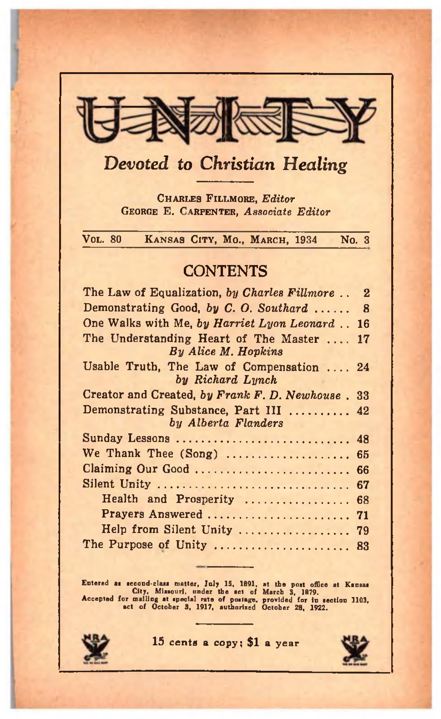 Unity Magazine March 1934 | Fillmore Faith