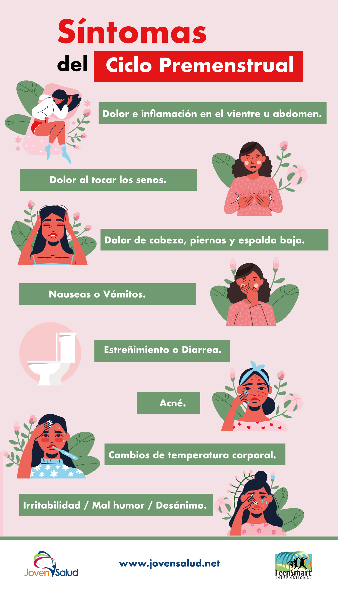 Síntomas del Ciclo Premenstrual Dolor e inflamación en el vientre u abdomen. Dolor al tocar los ...