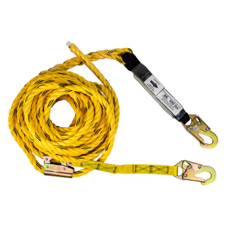 50' Vertical Lifeline Assembly w/ Shock Pack, Positioning Device & 18 ...
