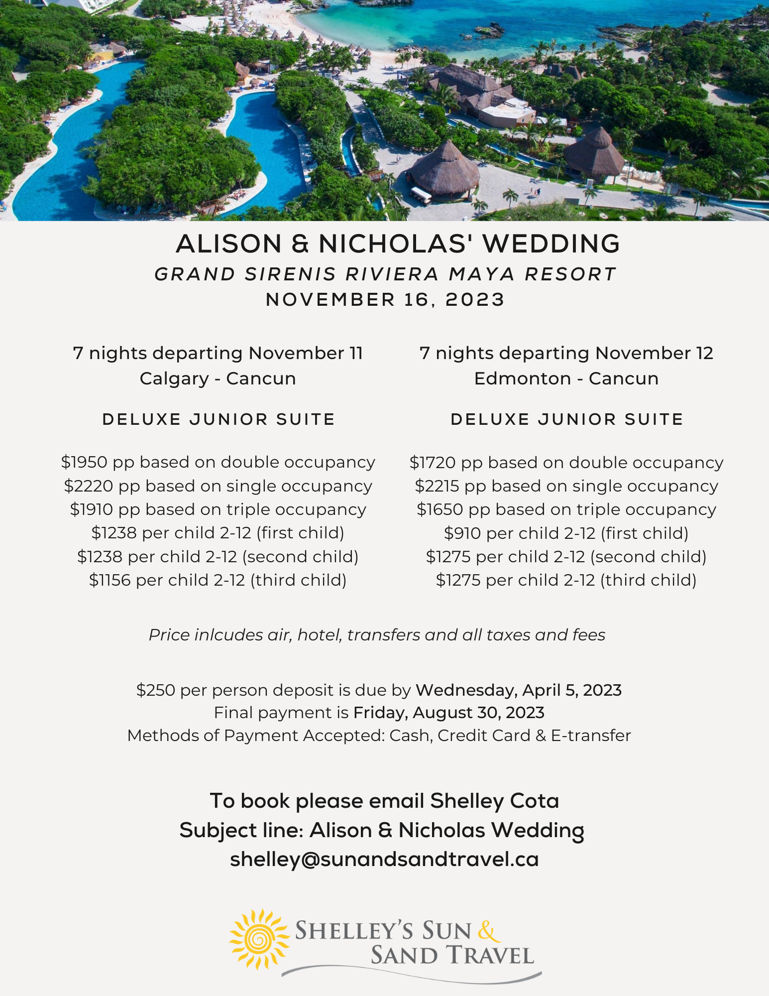 Alison & Nicholas Wedding | Shelley's Sun & Sand Travel