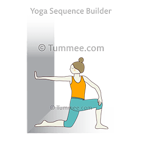 Crescent Low Lunge Pose Twist At Wall Yoga (Parivrtta Anjaneyasana At ...