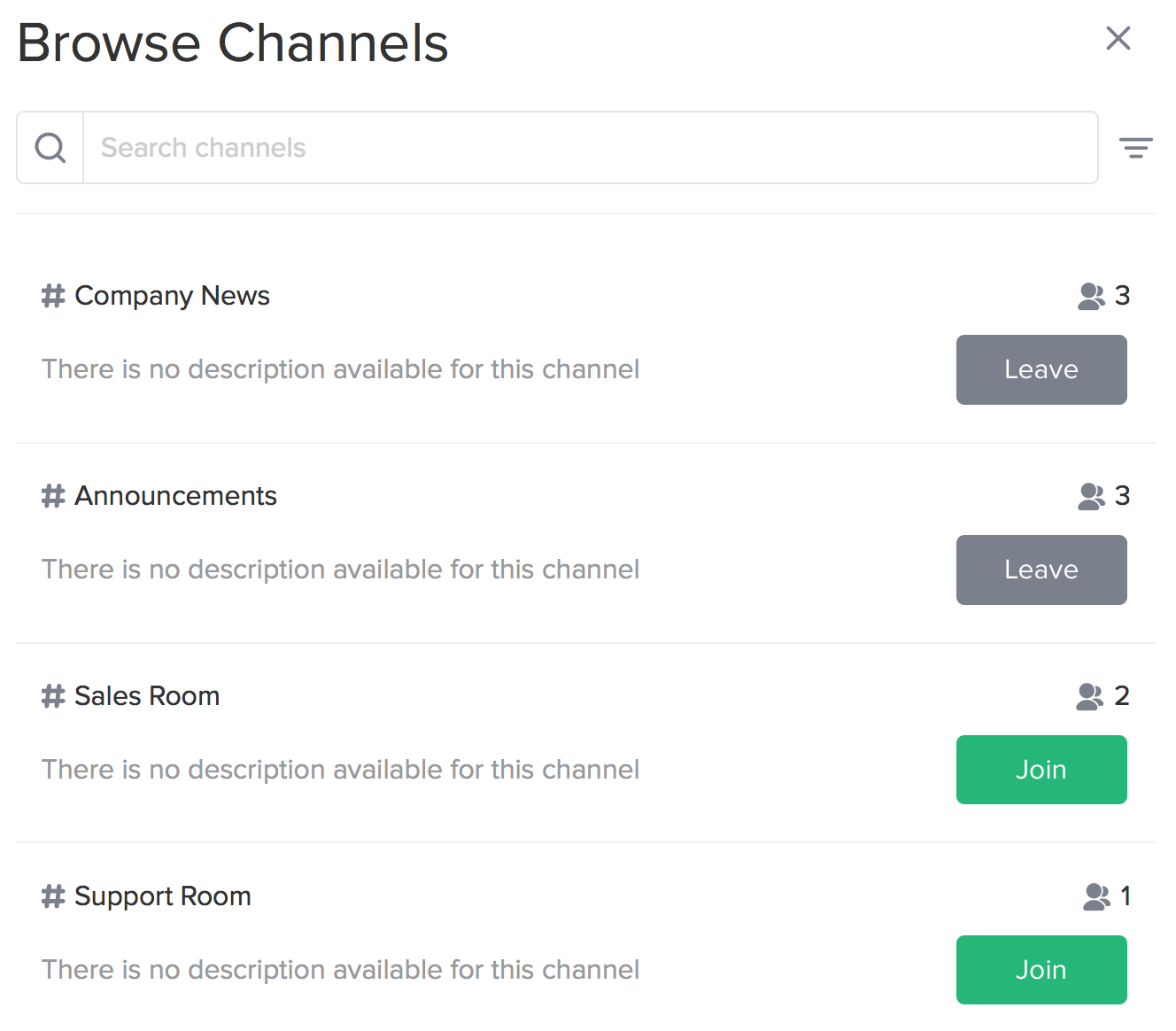 Browsing Channels in Teamwork Chat - Teamwork Chat Support