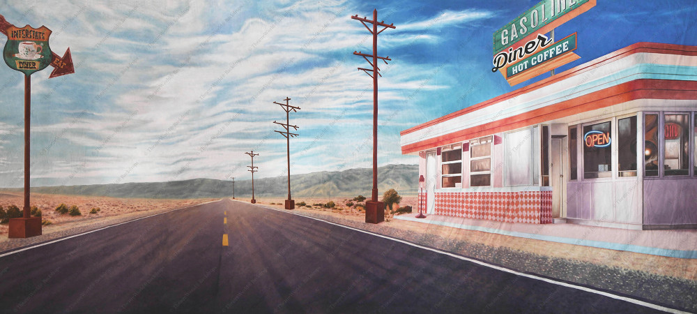 Highway Rest Stop Backdrop Rentals | TheatreWorld®