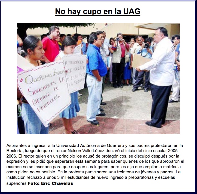 No hay cupo en la UAG Foto de Portada 23082005 - El Sur Acapulco ...