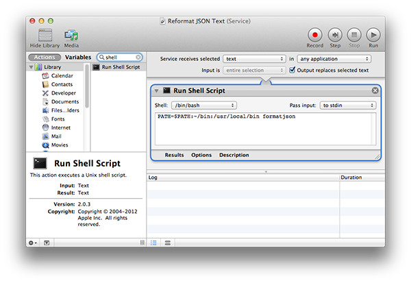 An Os X Automator Service For Reformatting Json Text Undefined Value