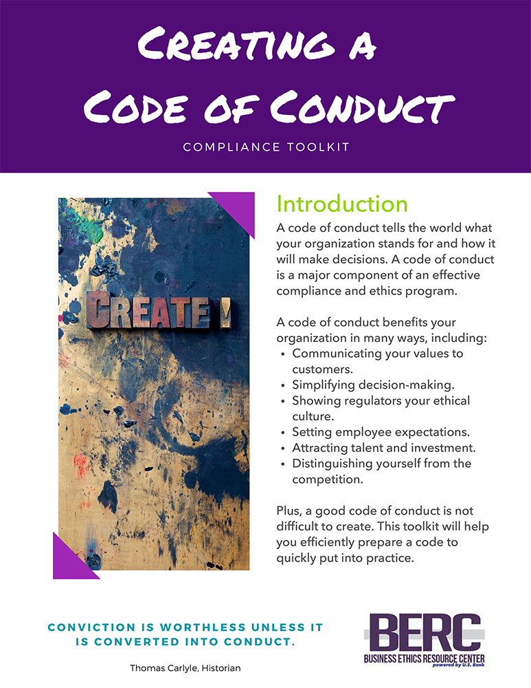 Creating a Code of Conduct - Business Ethics Resource Center
