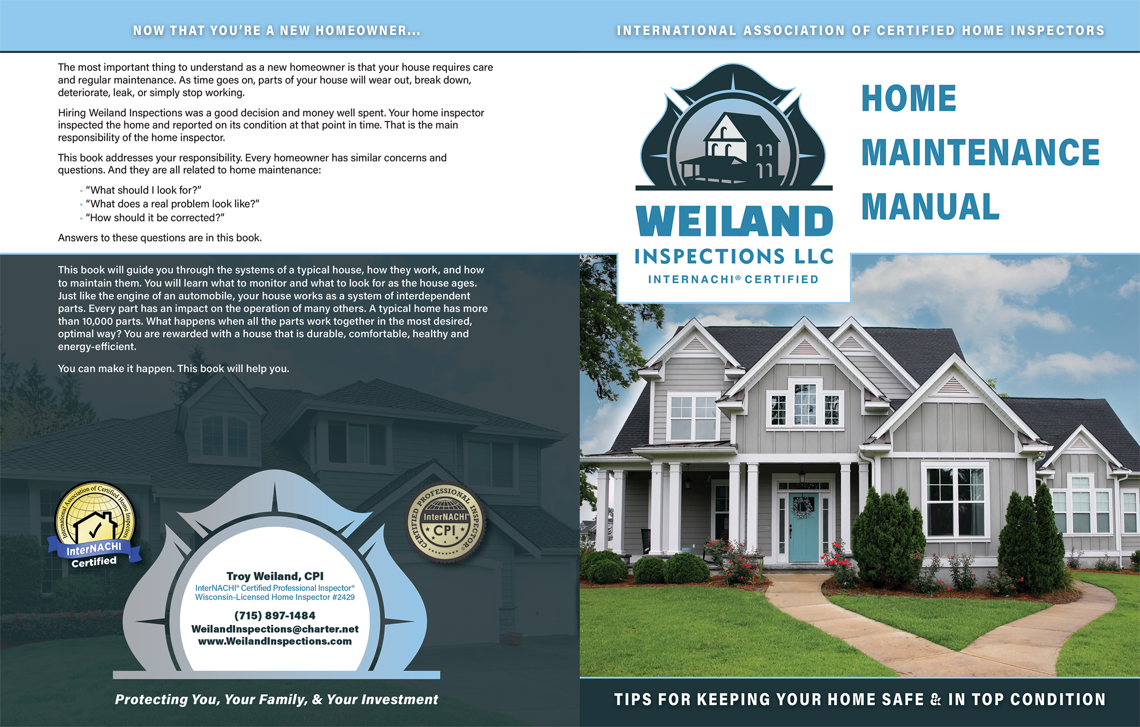 Custom Home Maintenance Book for Weiland Inspections - Inspection ...