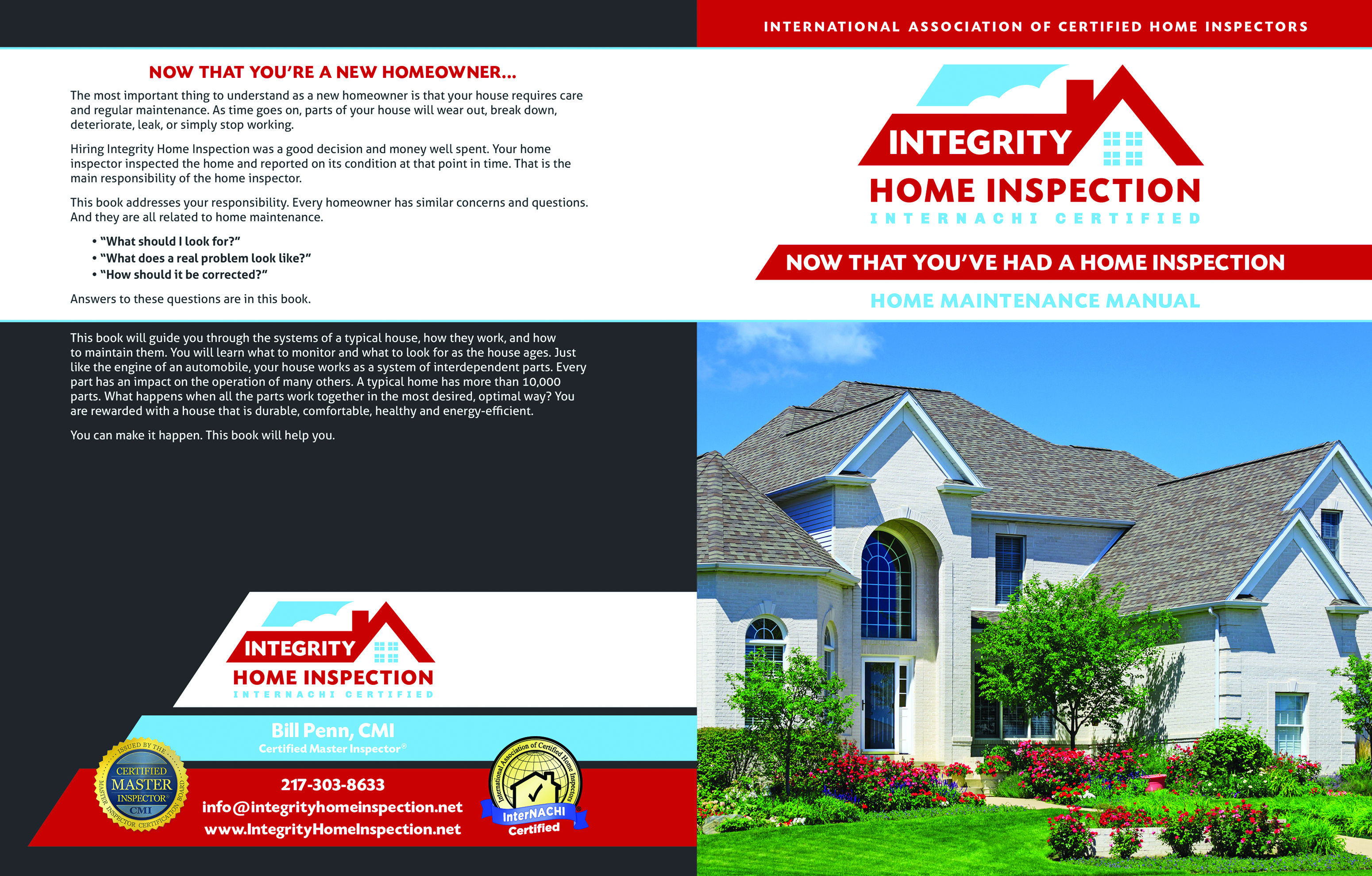 Custom Home Maintenance Book for Integrity Home Inspections ...