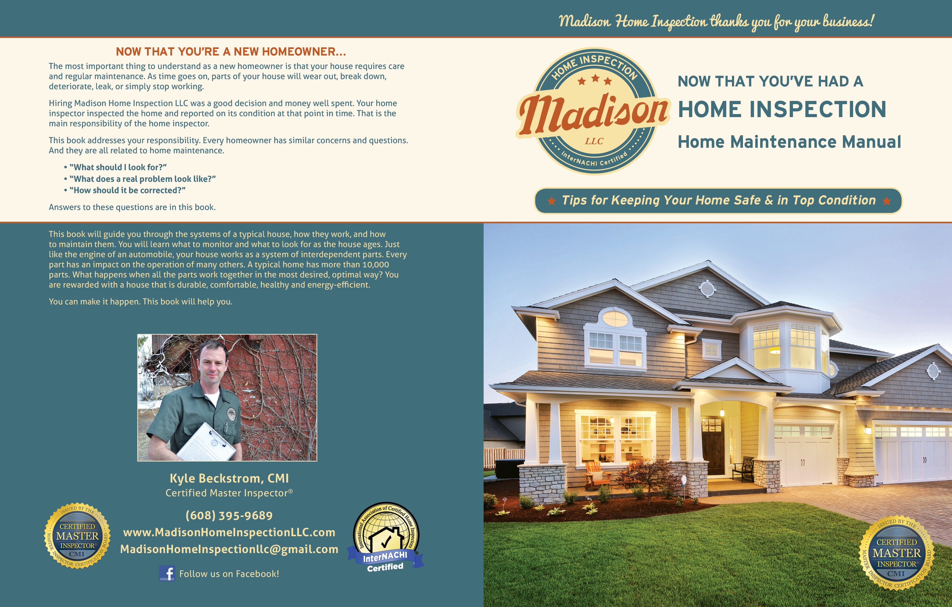 Custom Home Maintenance Book for Madison Home Inspection. - Inspection ...