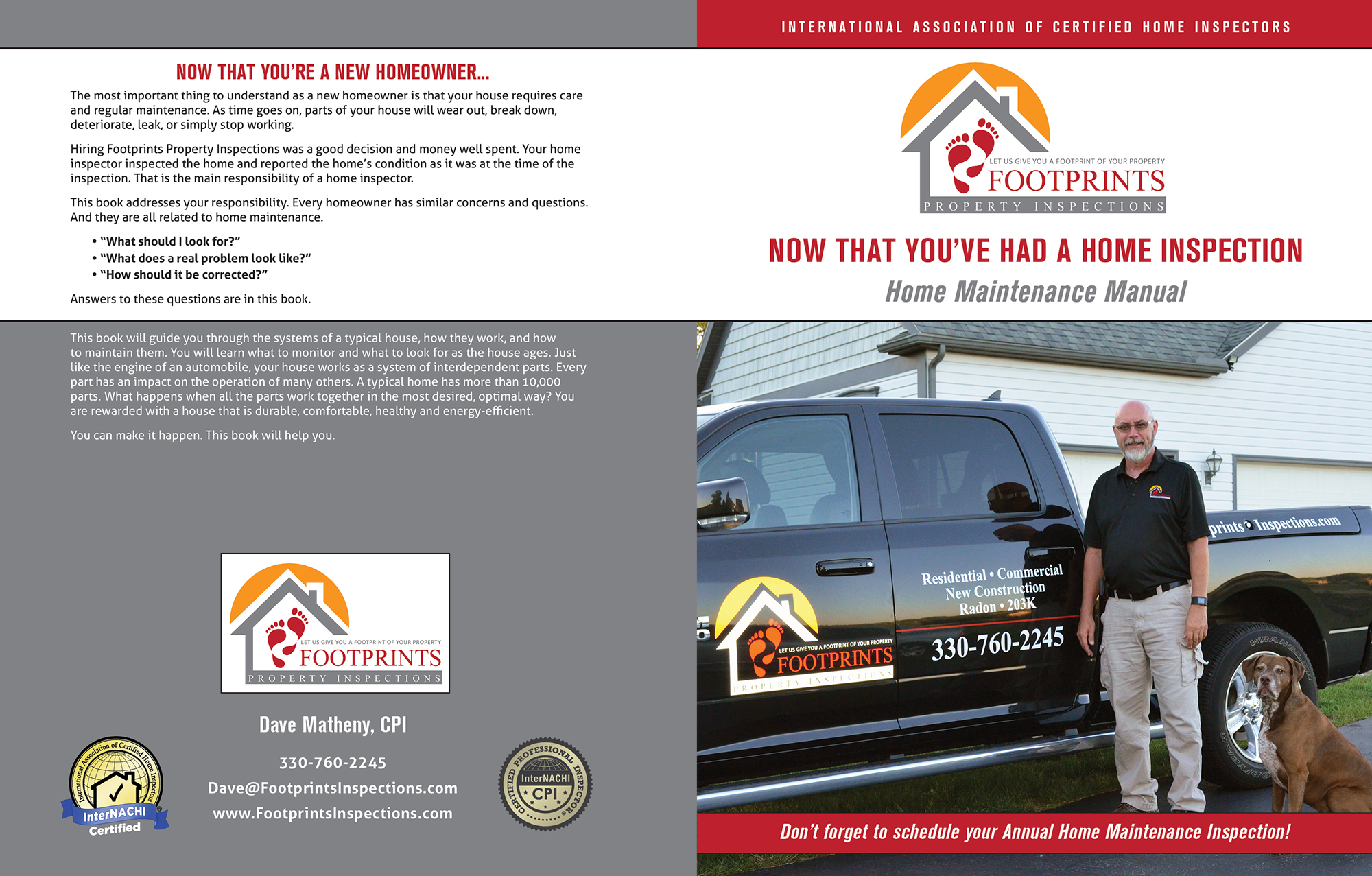 Custom Home Maintenance Book for Footprints Property Inspections ...