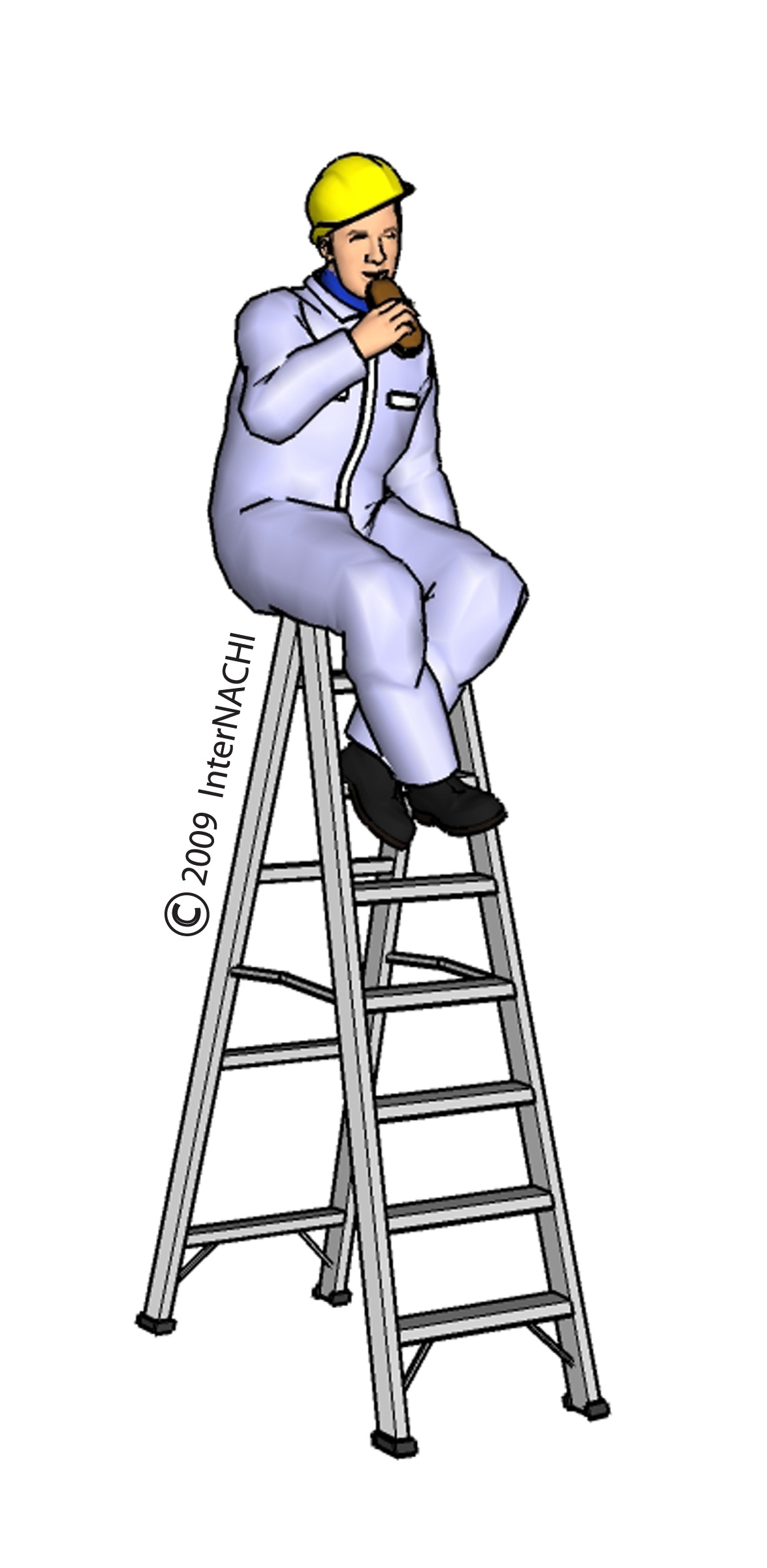 Inspector Sitting on a Ladder - Inspection Gallery - InterNACHI®