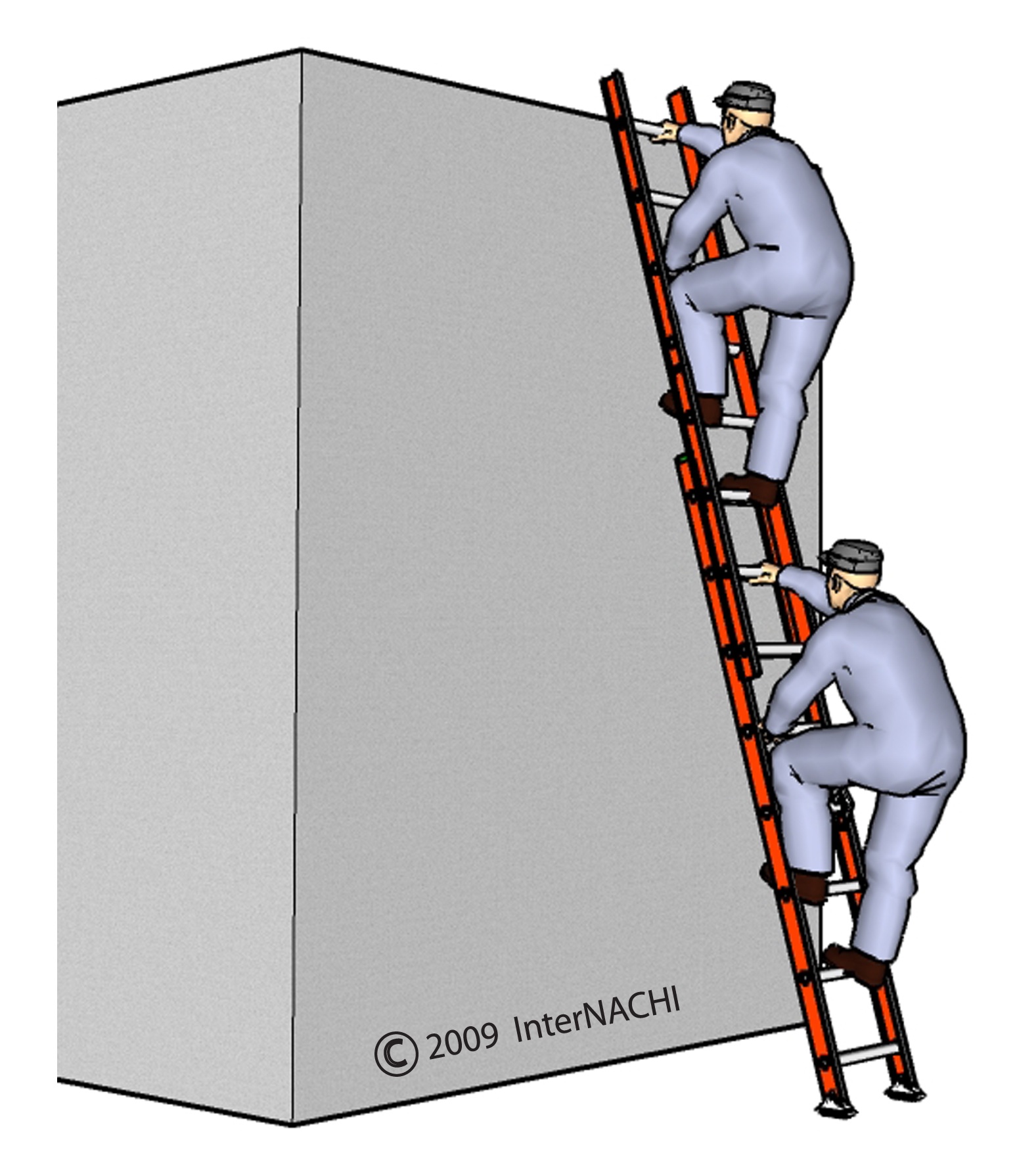 Two Inspectors on a Ladder (Improper) - Inspection Gallery - InterNACHI®