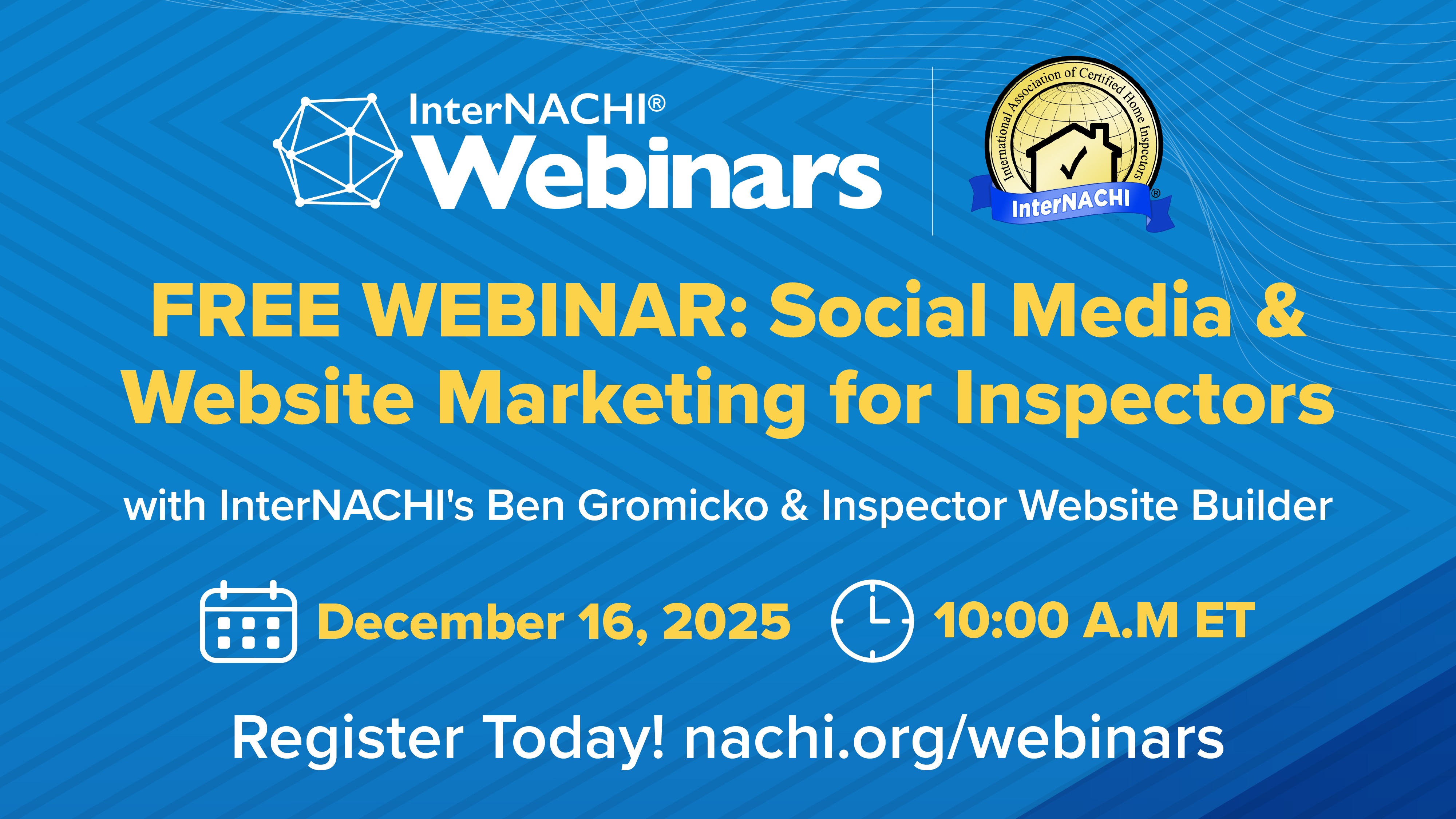Free Webinar: Social Media & Website Marketing for Inspectors - Free Home Inspector Webinar ...