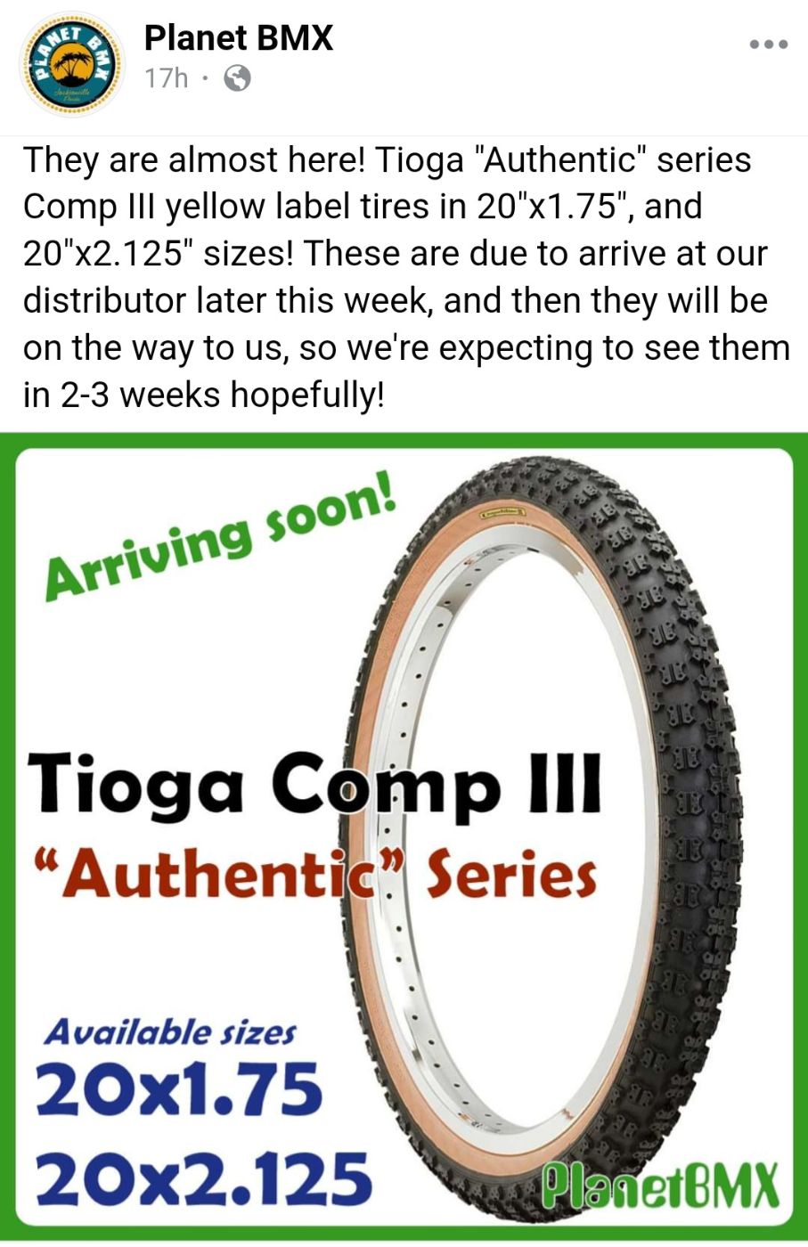 Tioga Comp III Yellow Label Tires are BACK IN STOCK in September ...