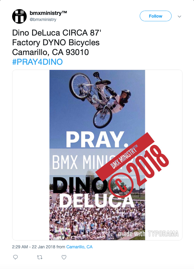 I just came across this tweet screen shot, is Dino DeLuca ok ...