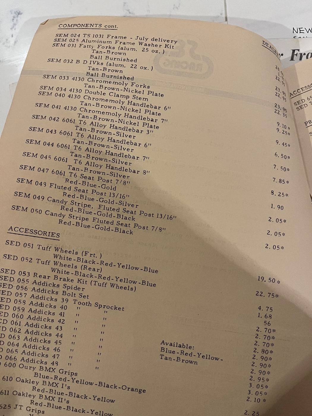 Early SE Racing & Prodyne Dealer Documents - BMXmuseum.com Forums