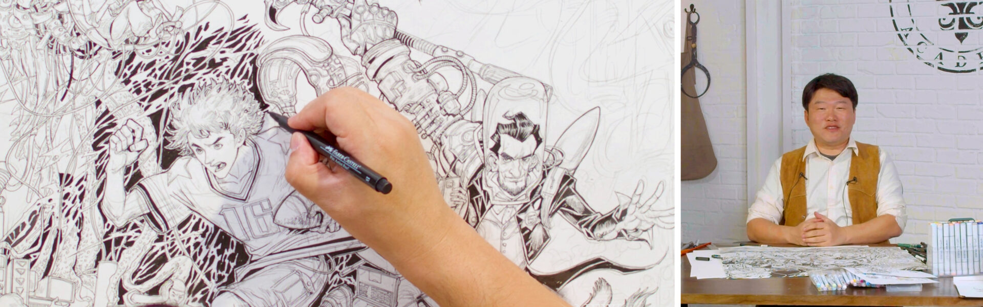 Inking an American-Style Comic Book Cover | New Masters Academy
